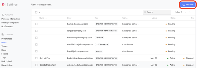 Adding Users to Your Account